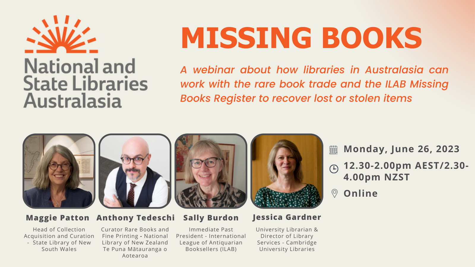 Webinar: How libraries in Australasia can work with the ILAB Missing ...